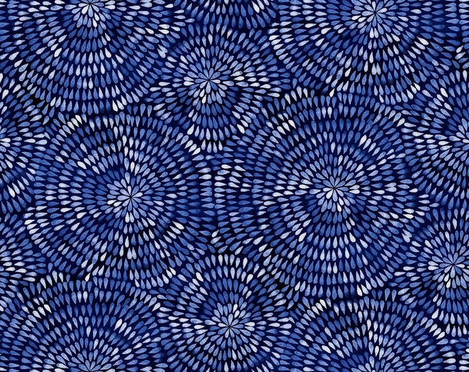 P&B Textiles~by the Sea~radiating Droplets~navy~cotton Fabric by the ...