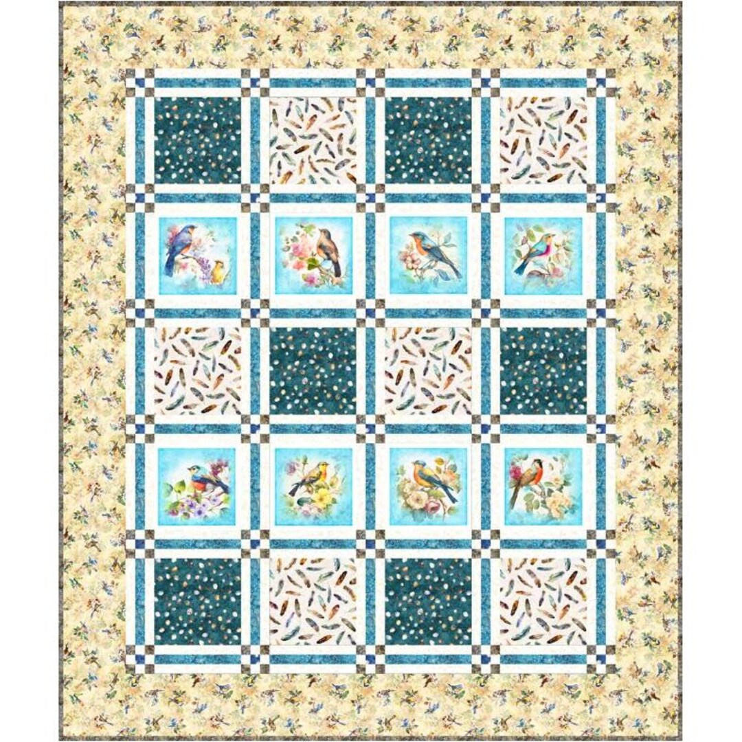 Quilt Kit~multiwindow~64.5" X 76.5" Birdsong Pieced Block Quilt ...