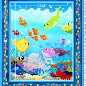 Susybee~under the Sea~37" Sea Creature Panel~multi~cotton Fabric by the ...