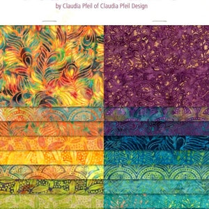 Island Batik~peacock Galore~clamshell~lime~cotton Batik Fabric by the ...