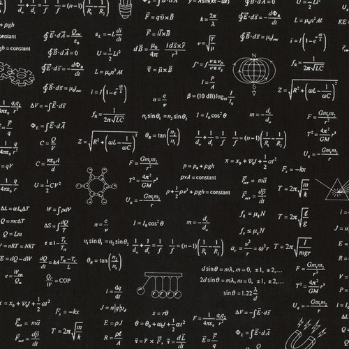 Physics Fabric Physics Equations Light Blue by - Etsy