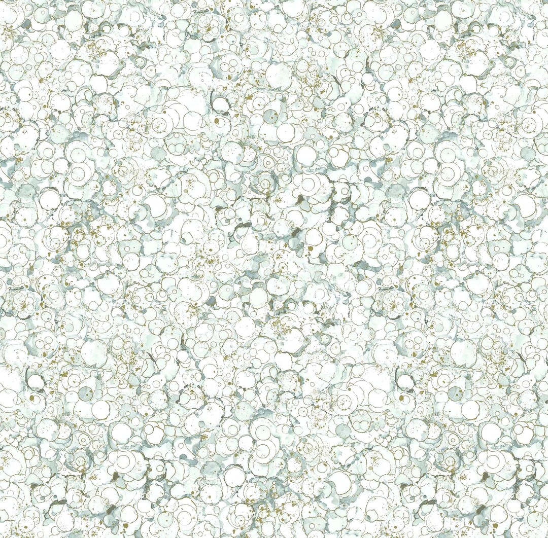 Northcott~midas Touch~bubble Texture W/ Metallic Gold~digital~sage~cotton Fabric by the Yard or ...