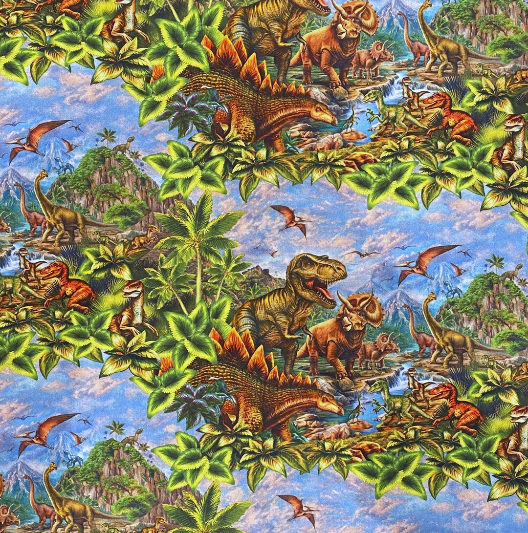 Quilting Treasures Jurassic Journey Dinosaur Scenic Digital Multi ...