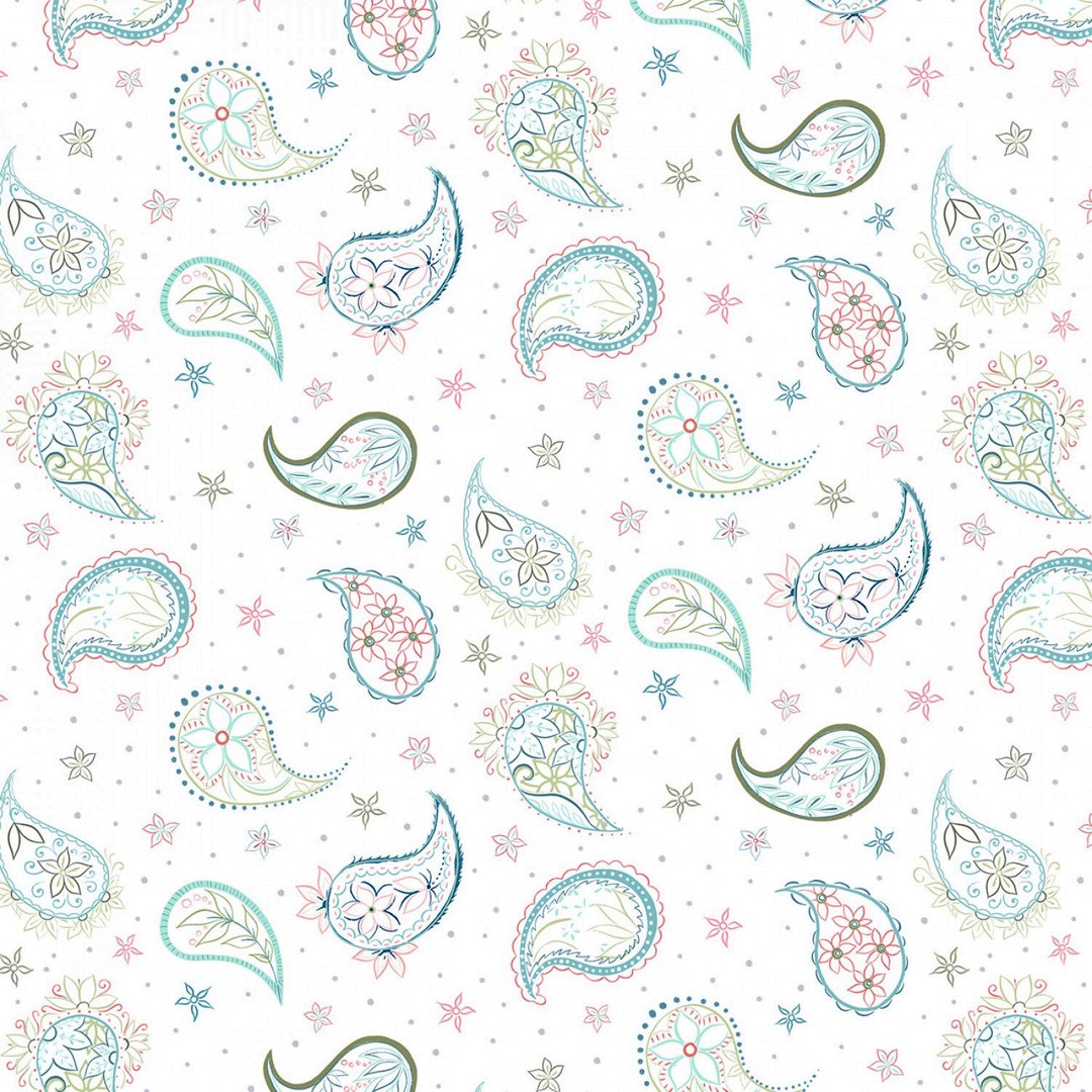 Wilmington Prints~Blissful~Paisley Contour~Weiß~Baumwollstoff als ...