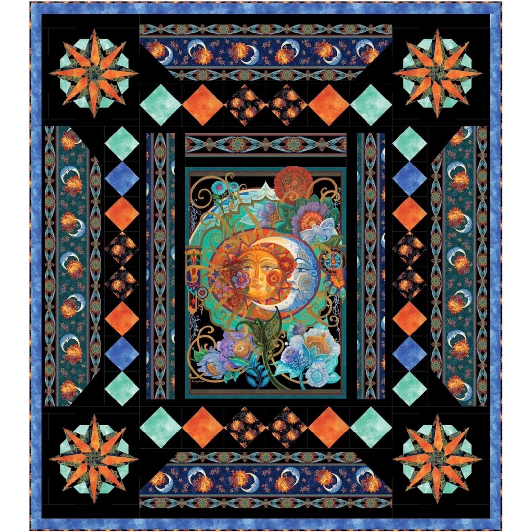 Quilt Kit~moon Shine~67" X 75" Moon and Sun Panel Quilt (pattern and ...