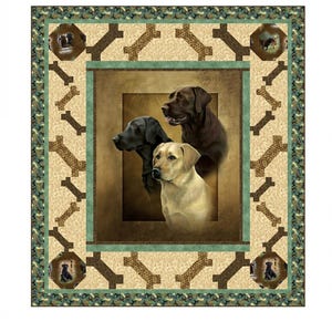 Quilt Kitfor the Love of Labs65.5 X 71 Labrador Retriever Panel Throw ...