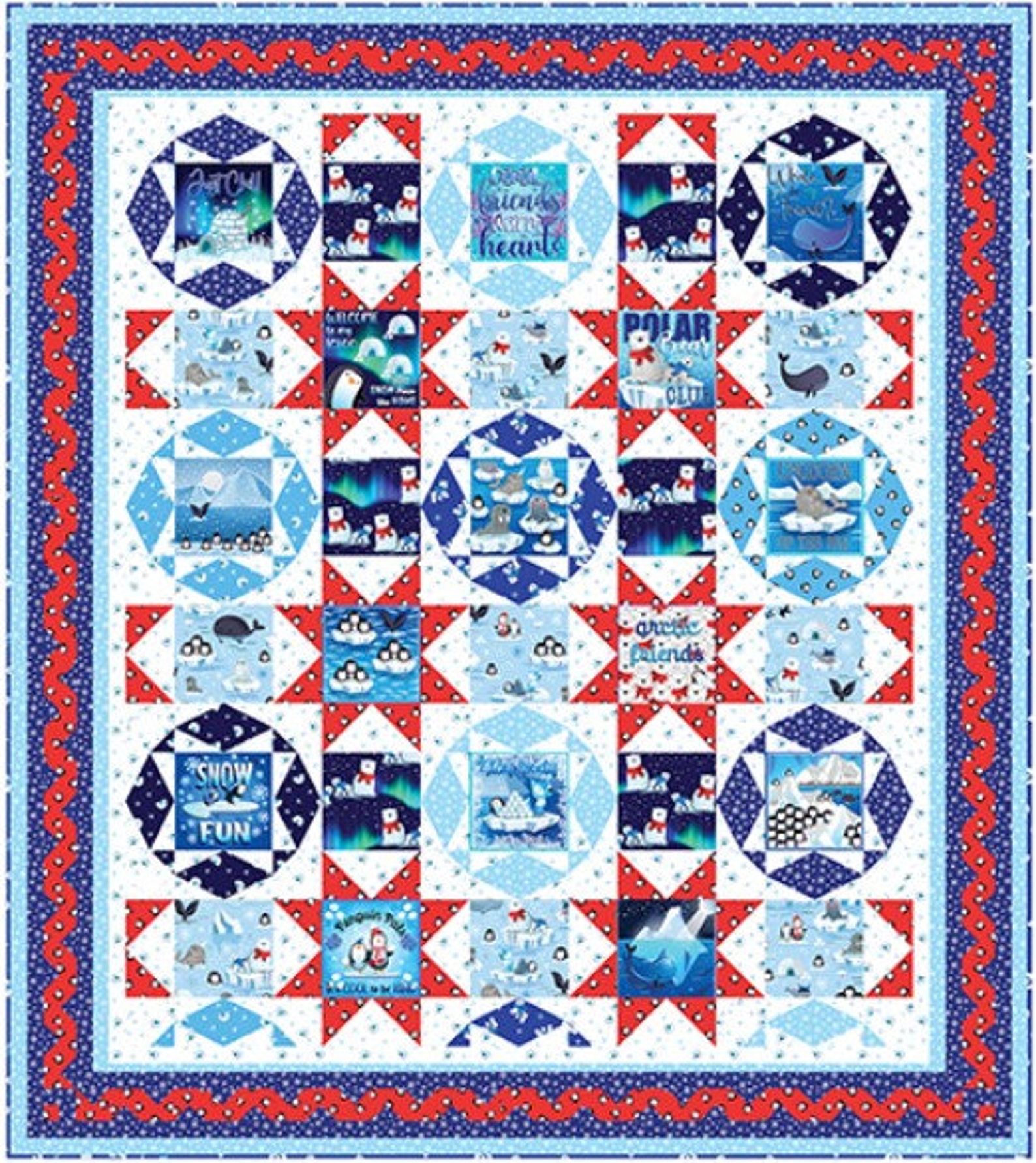 Benartex~arctic Friends~playful Penguins~royal Blue~cotton Fabric by ...