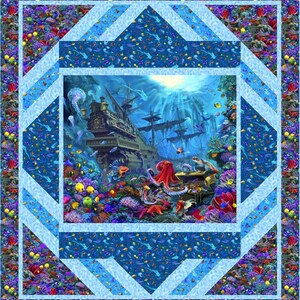 Quilt Kit~deep Sea Treasure~69.5" X 78.5" Treasures at Sea Panel Quilt ...