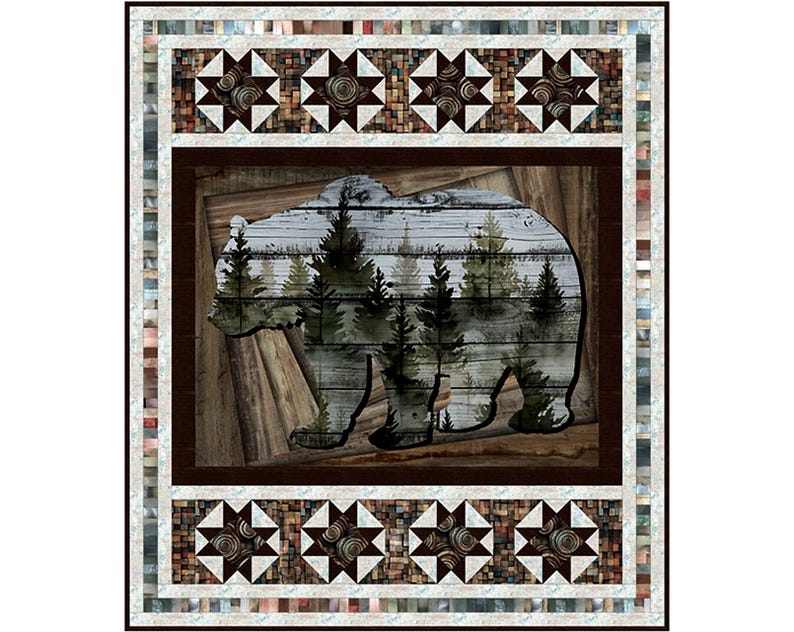 Quilt Kit~framed In~58" X 67" Out of the Woodwork Scenic Bear Panel ...
