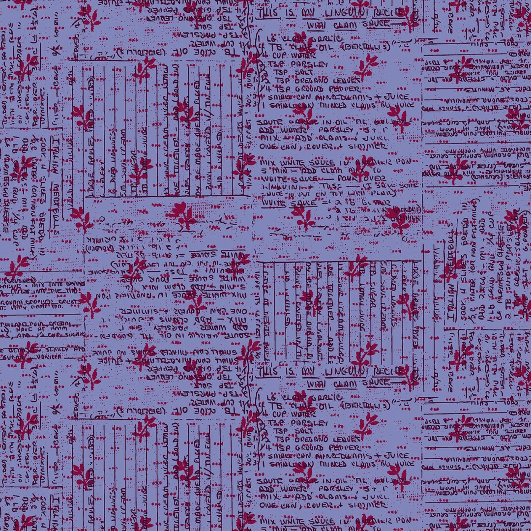 Windham Fabrics Norma Rose Recipe Cards Lavender Cotton Fabric by the ...