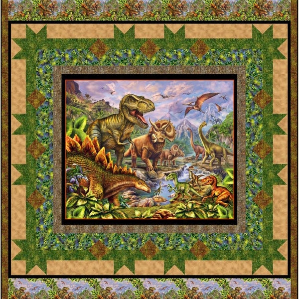 Dinosaur Quilt Panel - Etsy