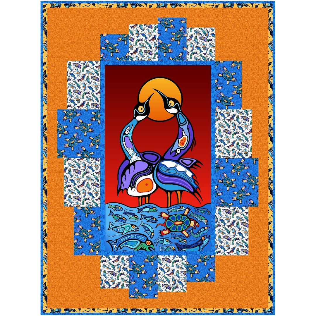 Quilt Kit~sacred Earth~53" X 71" Sacred Earth Loon Panel Quilt~orange ...