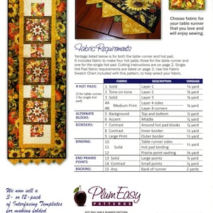 Eob~plum Easy Patterns~table Runner Pattern With Built-in Hot Pads~20 ...