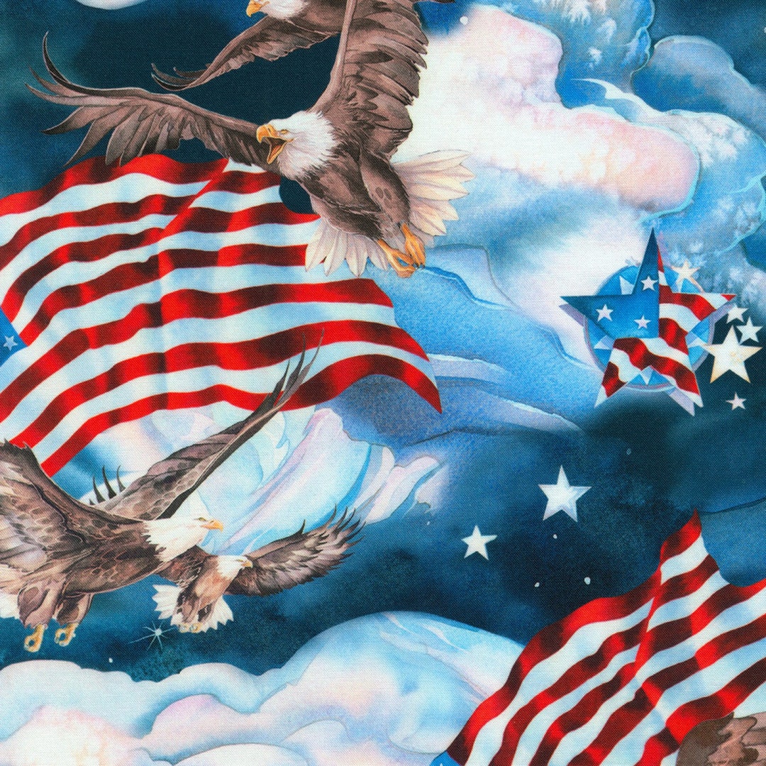 EOB Robert Kaufman Patriots Flying Eagles & American Flags Americana ...