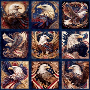 Quilt Kit~american Spirit~59" X 71" American Eagle Block Throw Quilt ...