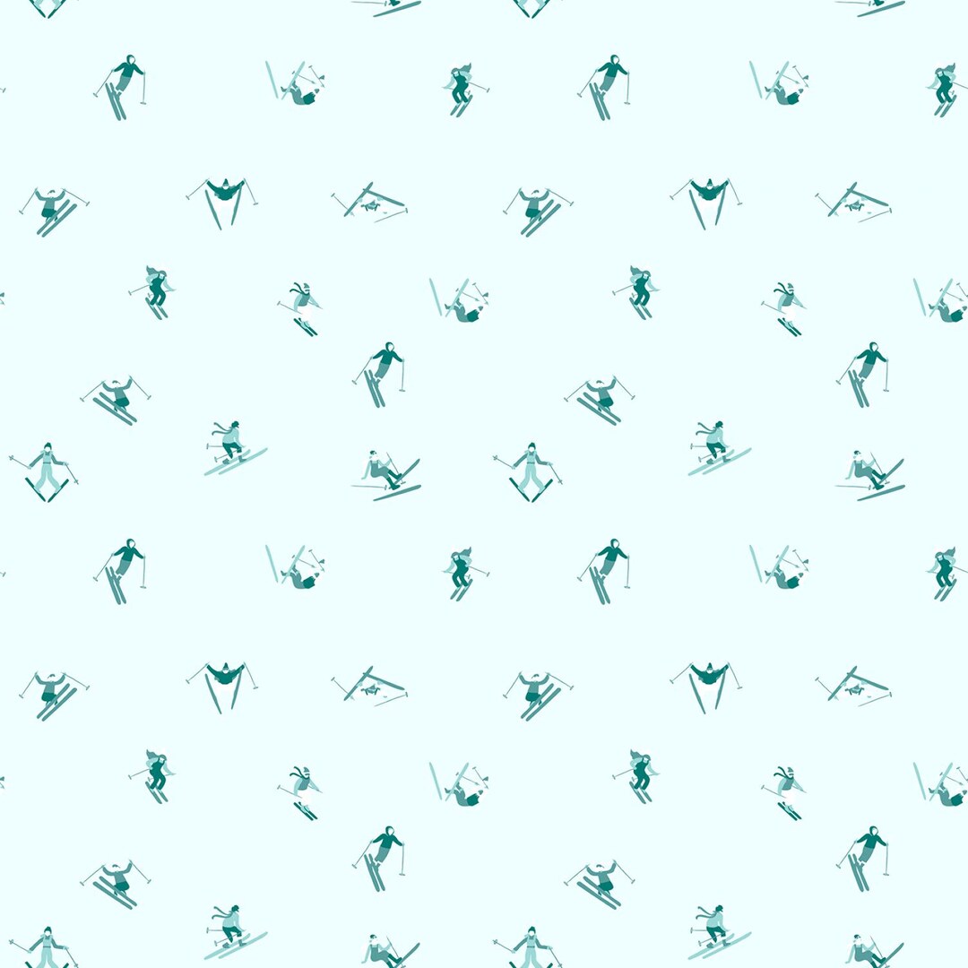 Riley Blake Ski Hill Skiers Powder Cotton Fabric by the Yard or Select ...