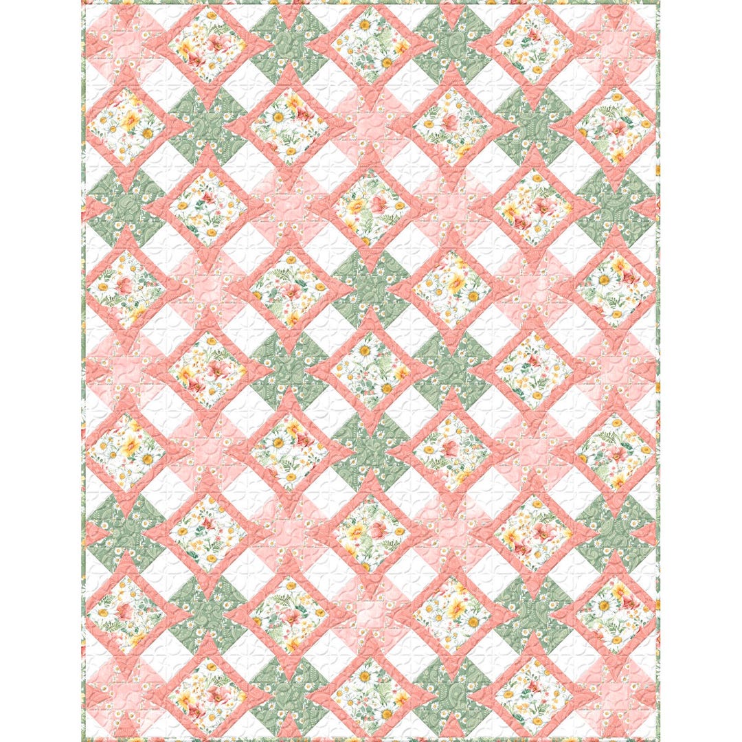 Quilt Kit~daisy Days~63" X 81" Daisy Floral Twin Size Quilt (includes ...