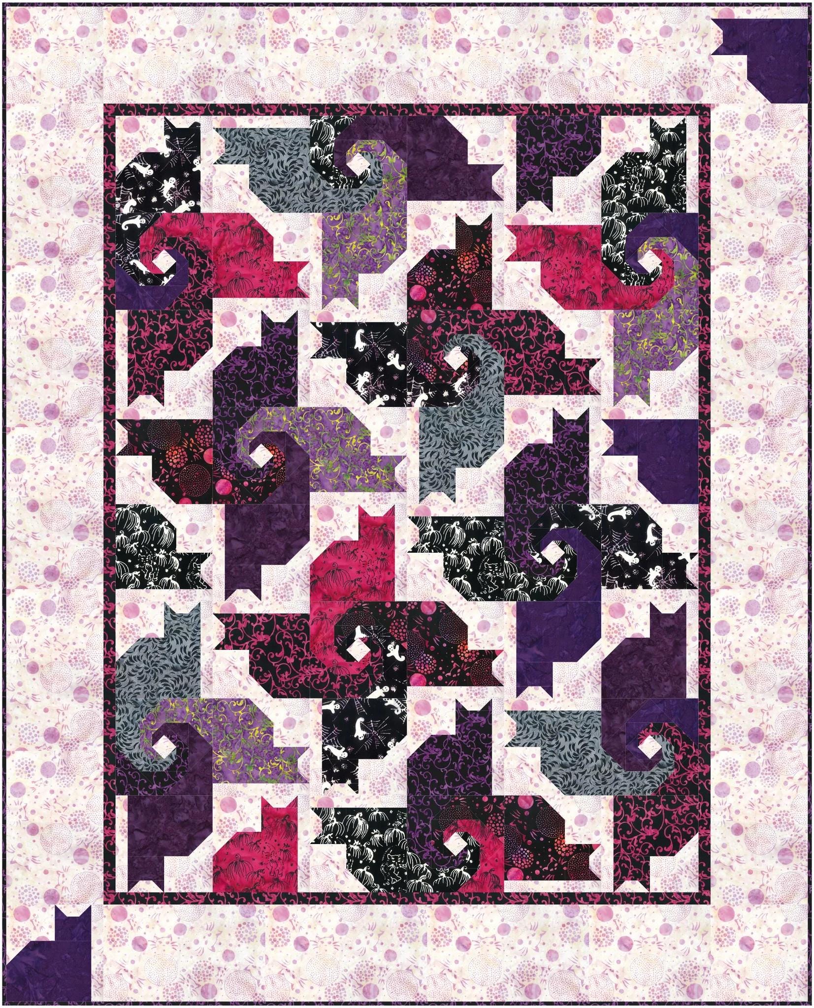 Banyan Batiks Spooky Cats and Dots Mai Tai Cotton Batik Fabric by the ...