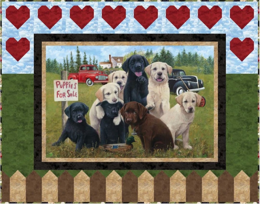 Quilt Kit~love a Panel~64.5" X 50.5" Puppies for Sale Panel Wall Quilt ...