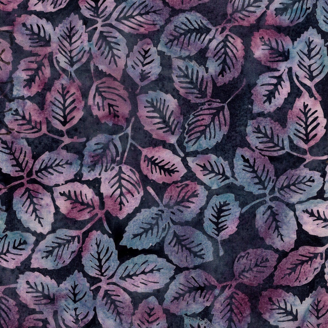 Island Batik~english Lavender~leaves Mint Basil~blue Denim~cotton Batik ...
