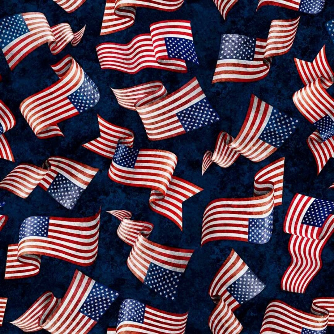 Eob~quilting Treasures~american Spirit~flag Toss~digital~navy~cotton ...
