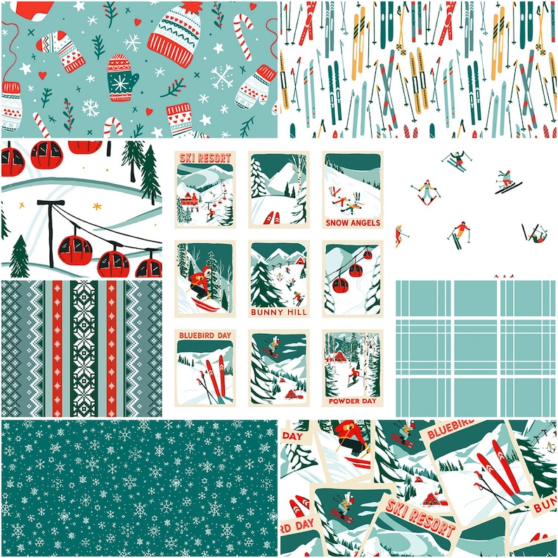 EOB Riley Blake Ski Hill Mountainside Powder Cotton Fabric by the Yard ...