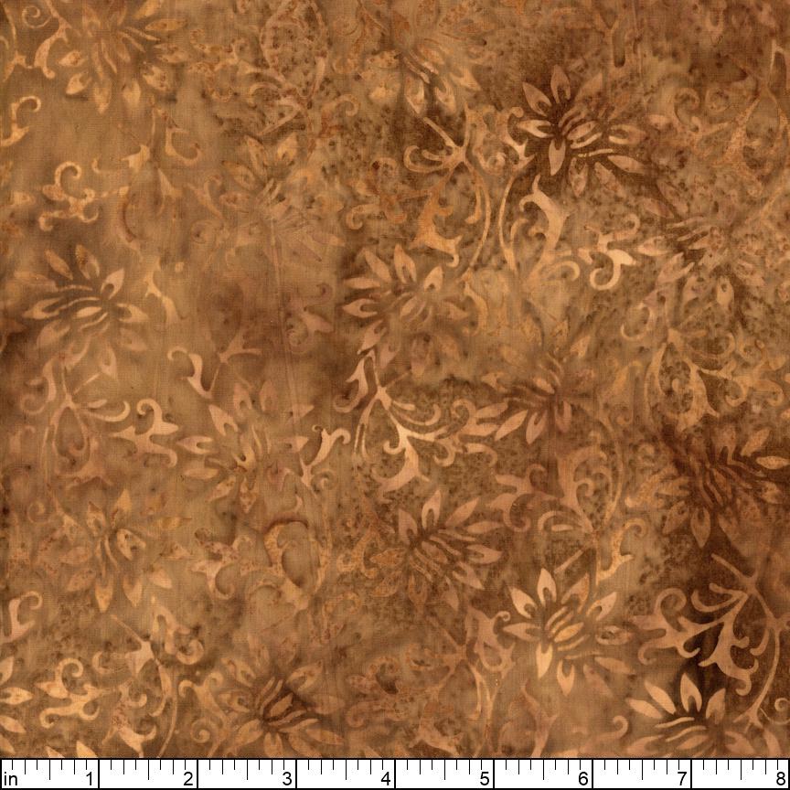 Island Batik Kings Castle Fabric by Kathy Engle Floral Design in Brown ...