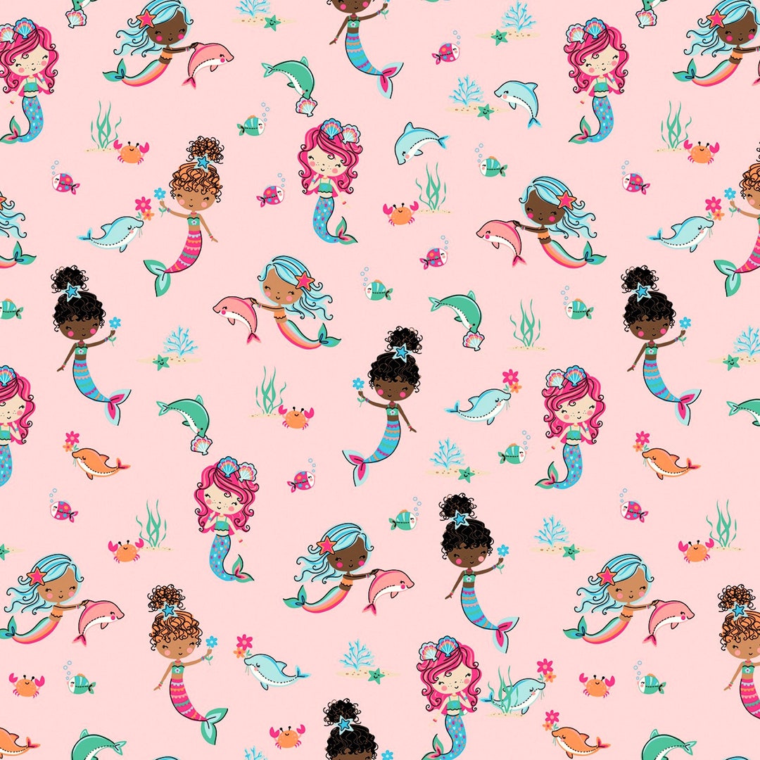 Riley Blake~mer-mazing~mermaids and Sea Creatures~pink~cotton Fabric by ...