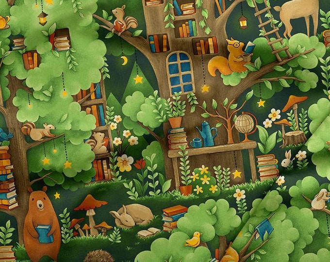 Eob~paintbrush Studio~forest Fables~animal Village~multi~cotton Fabric ...
