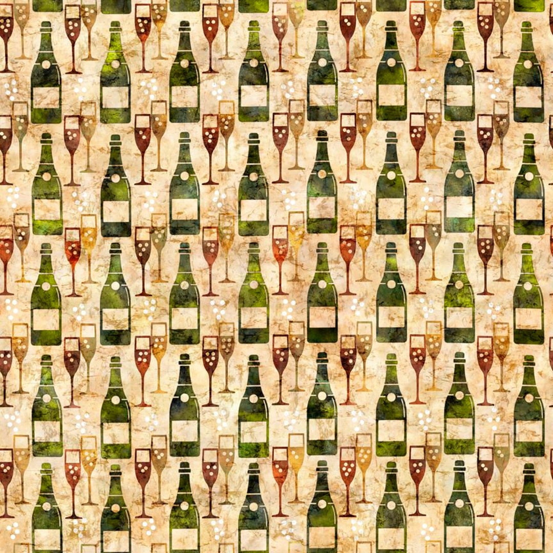 Quilting Treasures~cocktail Hour~champagne~digital Print~cream~cotton ...