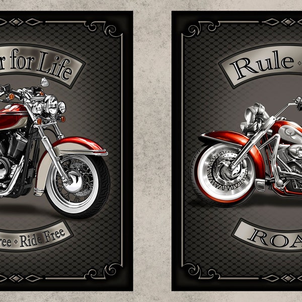 Motorcycle Quilt Panel - Etsy