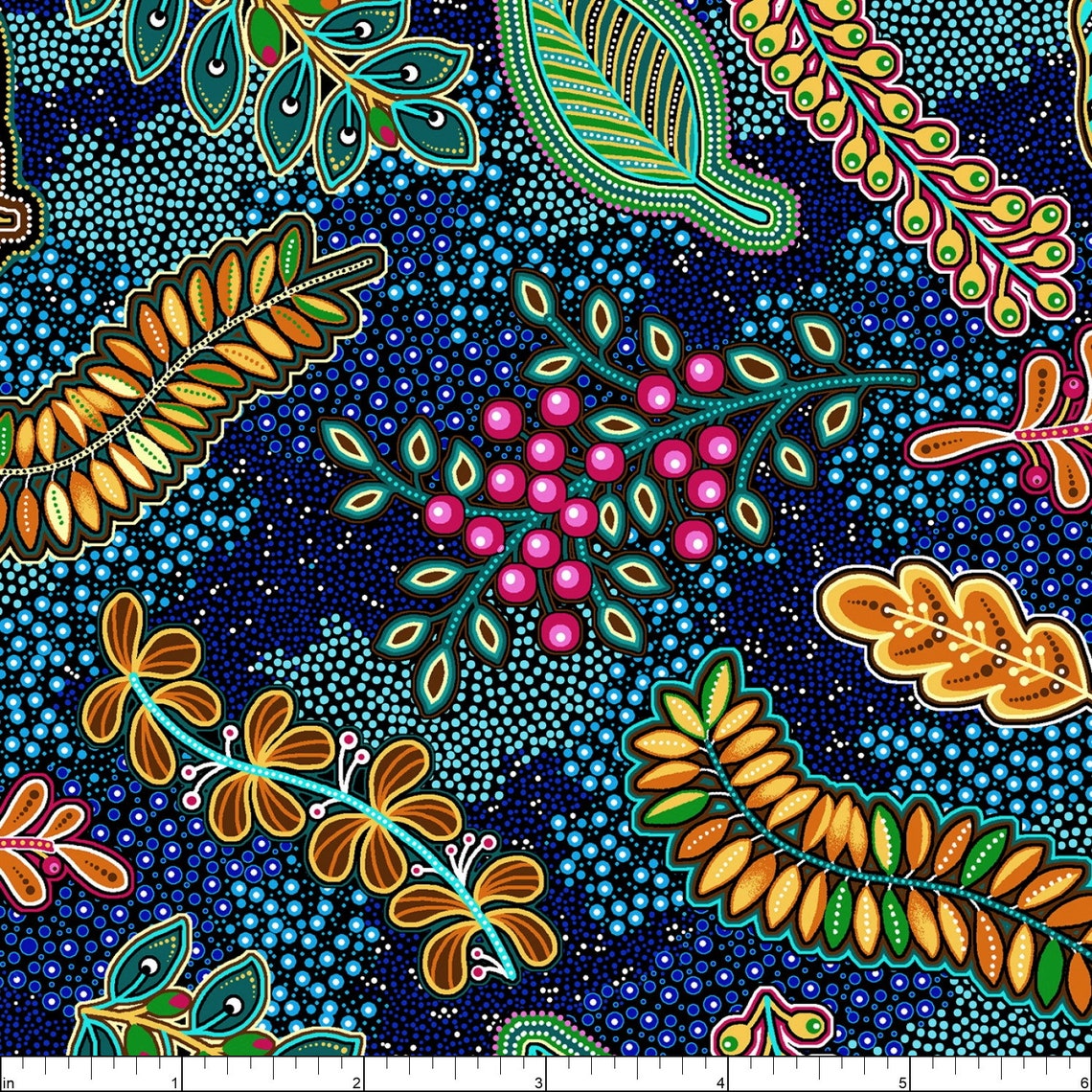 Oasis Fabrics Pannotia Leaves Digital Print Blue - Etsy