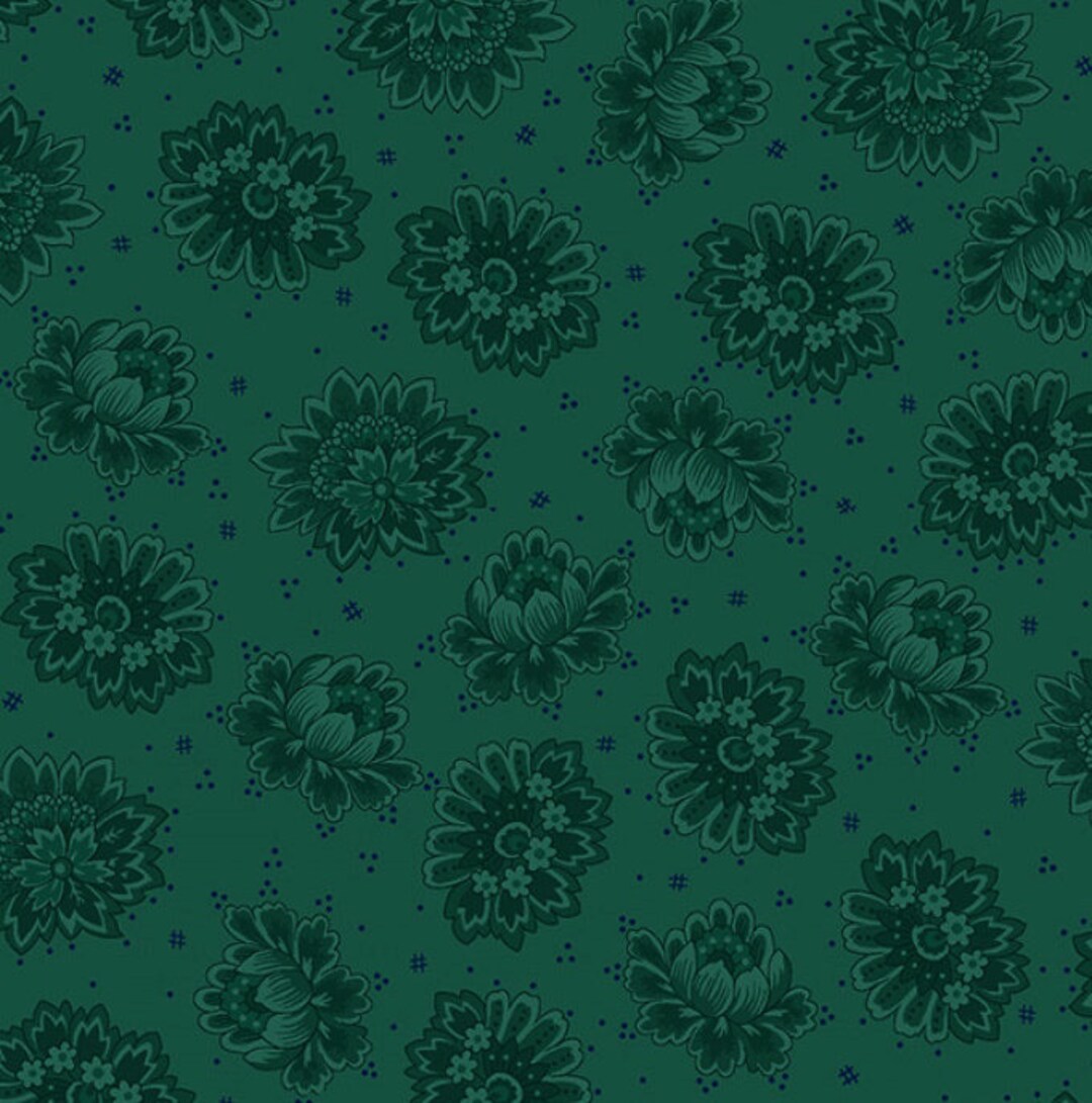 Henry Glass Autumn Farmhouse Tossed Blooms Teal Cotton Fabric by the ...