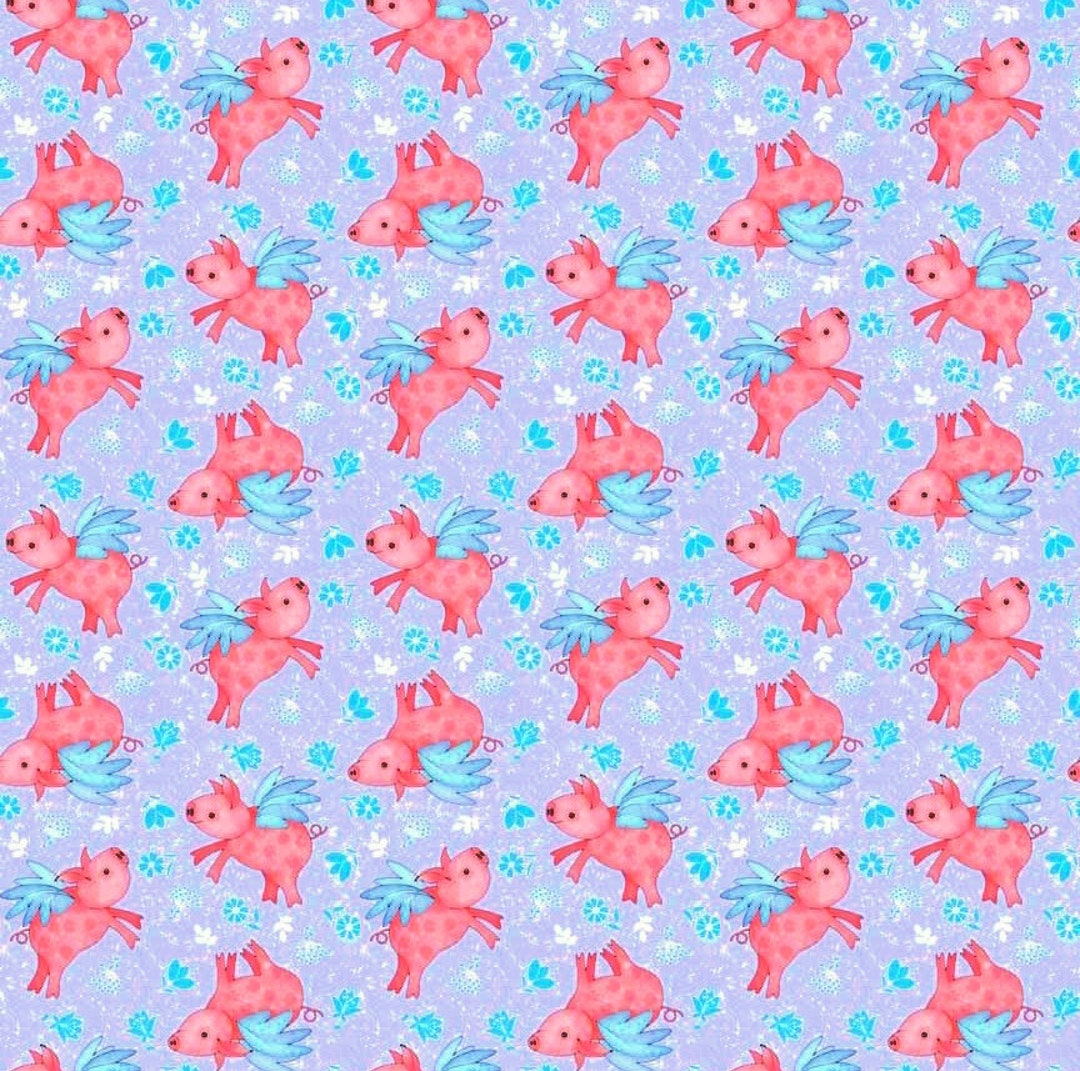 Quilting Treasures~when Pigs Fly~flying Pigs Toss~digital~periwinkle ...
