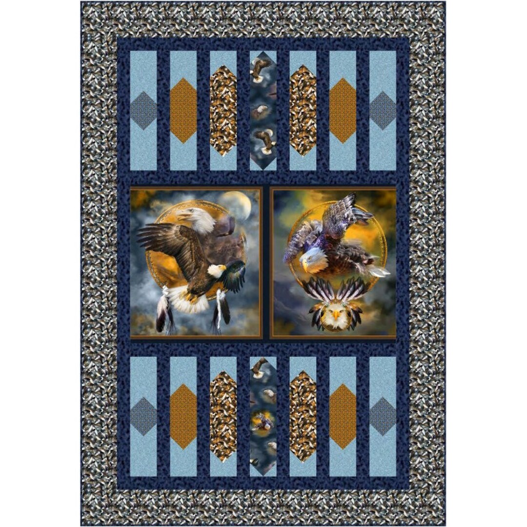 Quilt Kit~mandapa Quilt~55" X 79" Eagle Dreams Pieced Panel Quilt ...