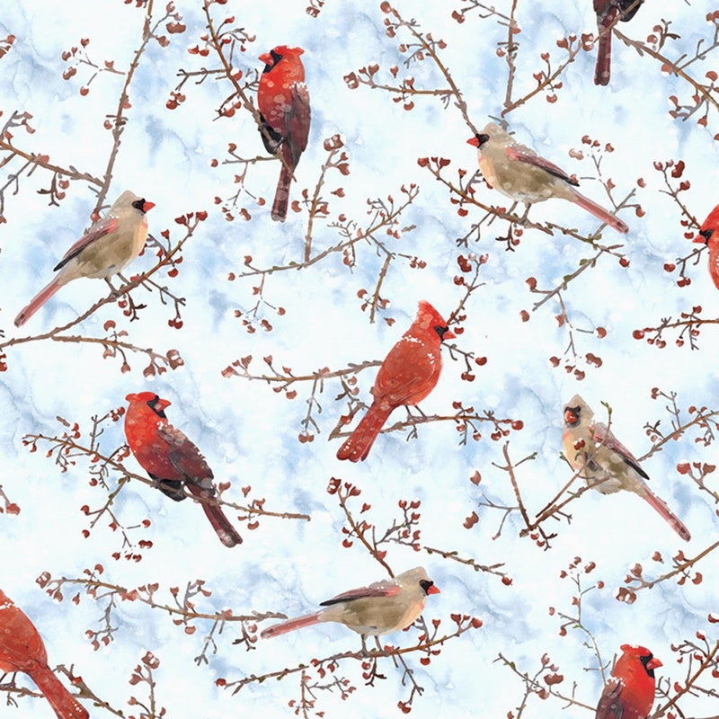 Winter Cardinals Quilt Fabric - Etsy