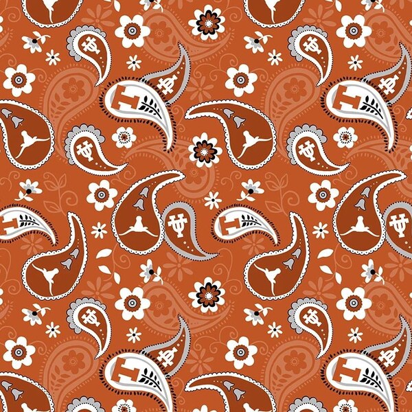 Orange Paisley Fabric - Etsy