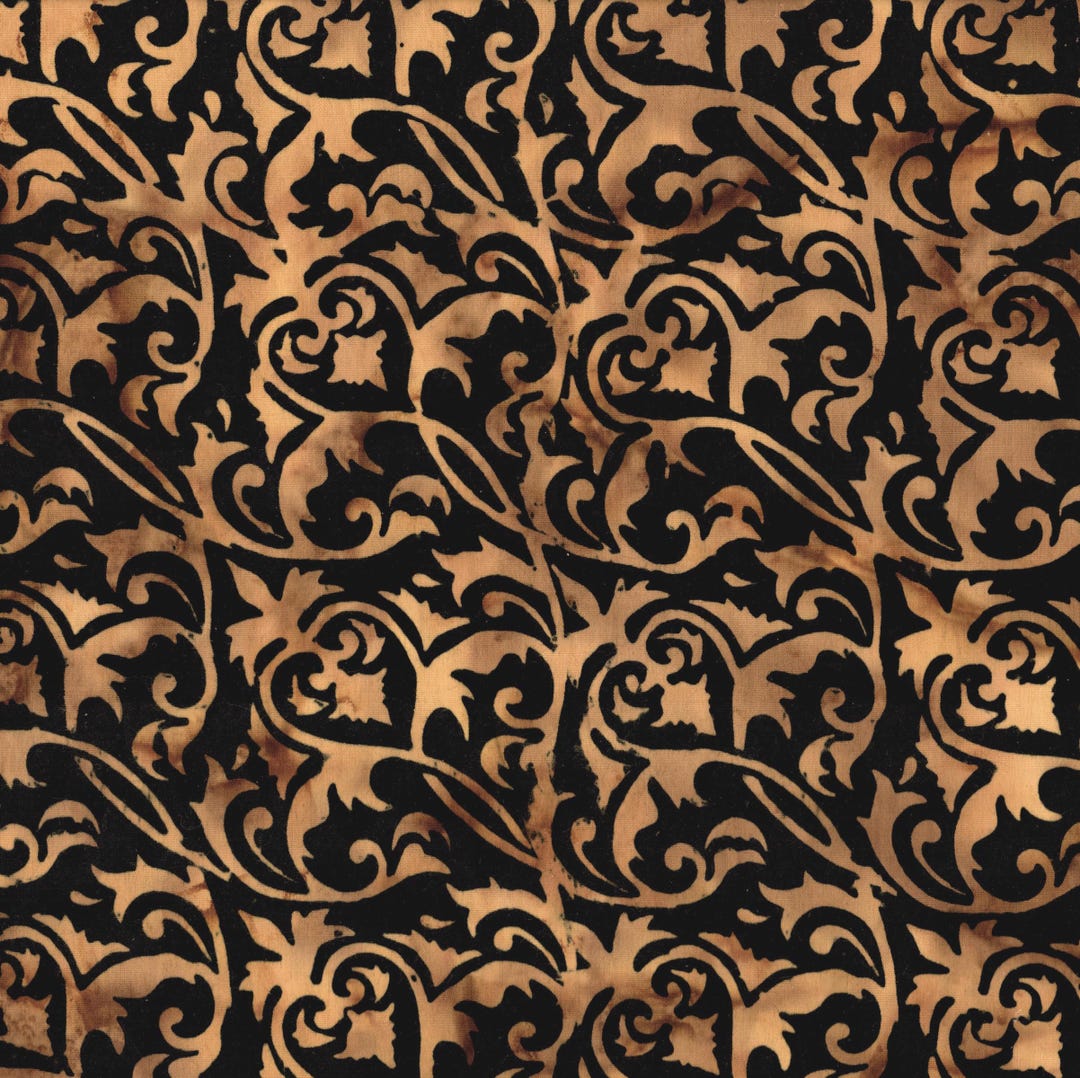 Island Batik Kings Castle Fabric by Kathy Engle Foulard Design in Black ...