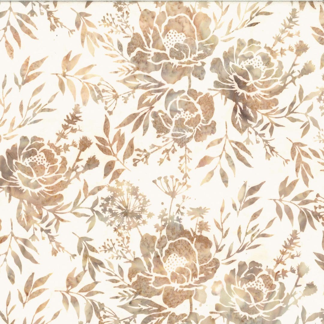 Hoffman~bali Batiks~sweet Sandalwood~mixed Floral and Leaves~funnel ...