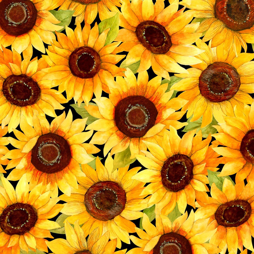 Wilmington Prints~sunflower Splendor~packed Sunflowers~multi~cotton ...