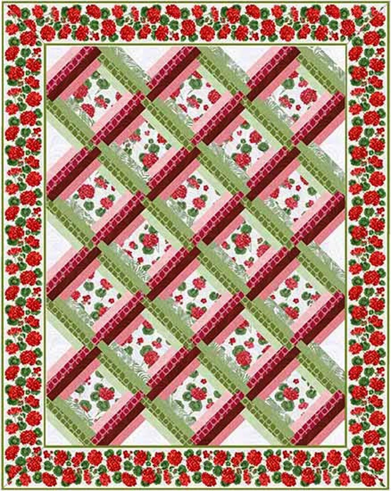 Benartex Bettys Geraniums Geranium Floral White Cotton Fabric by the ...