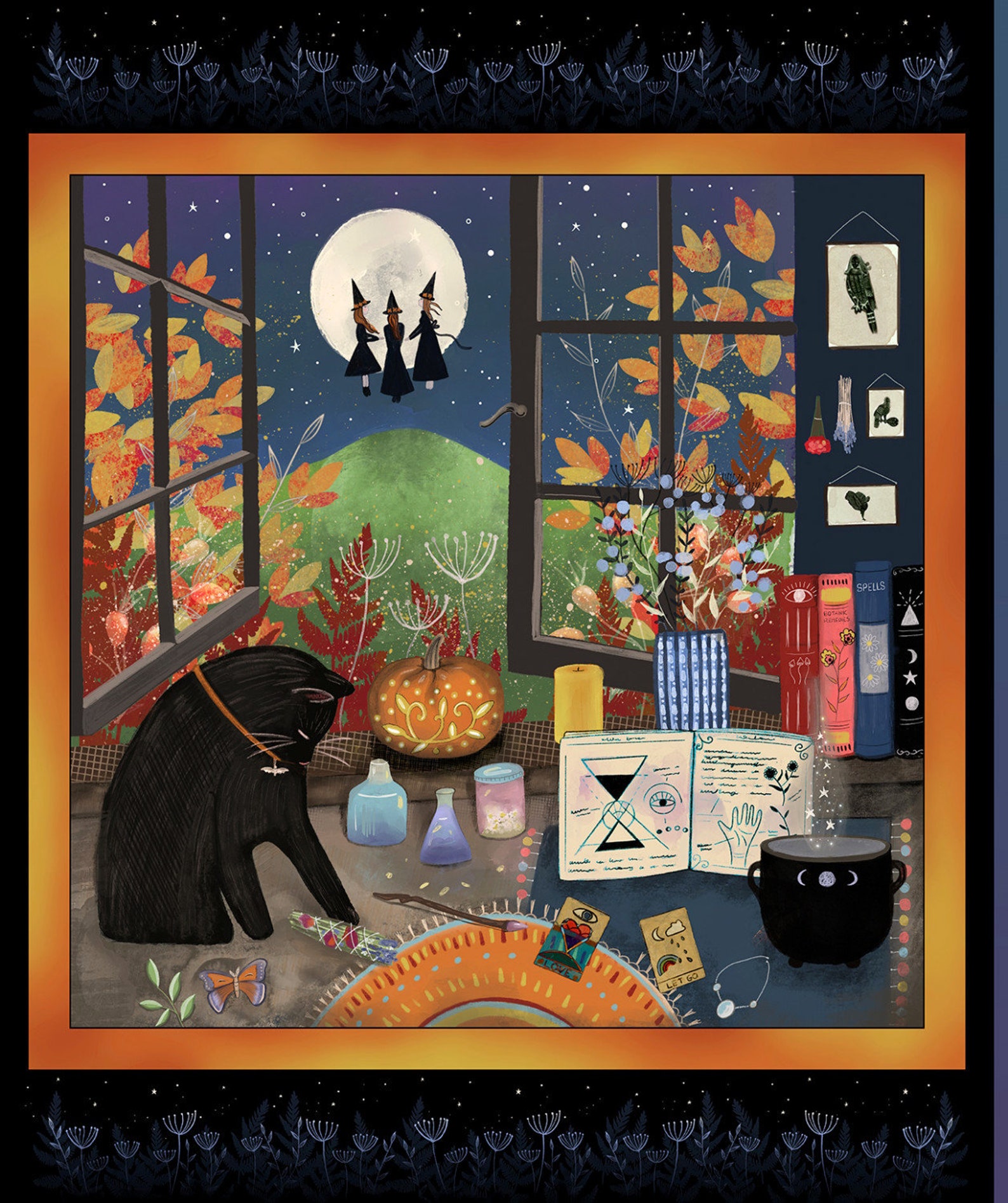 Quilt Kit~crisp and Clear~56" X 64" Practical Magic Halloween Panel ...