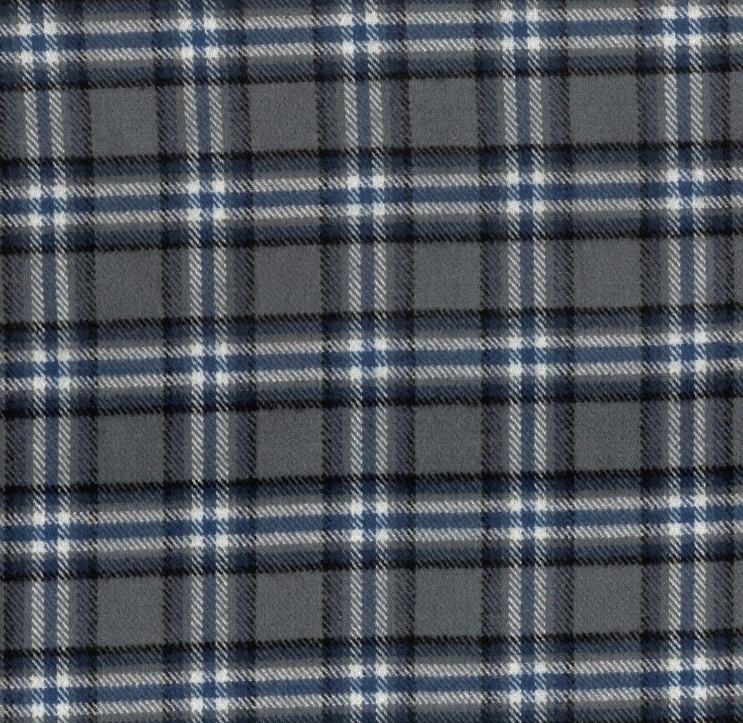 Marcus Primo Plaids Cool Blues Classic Plaid Grey Yarn Dyed Dbl Brushed ...