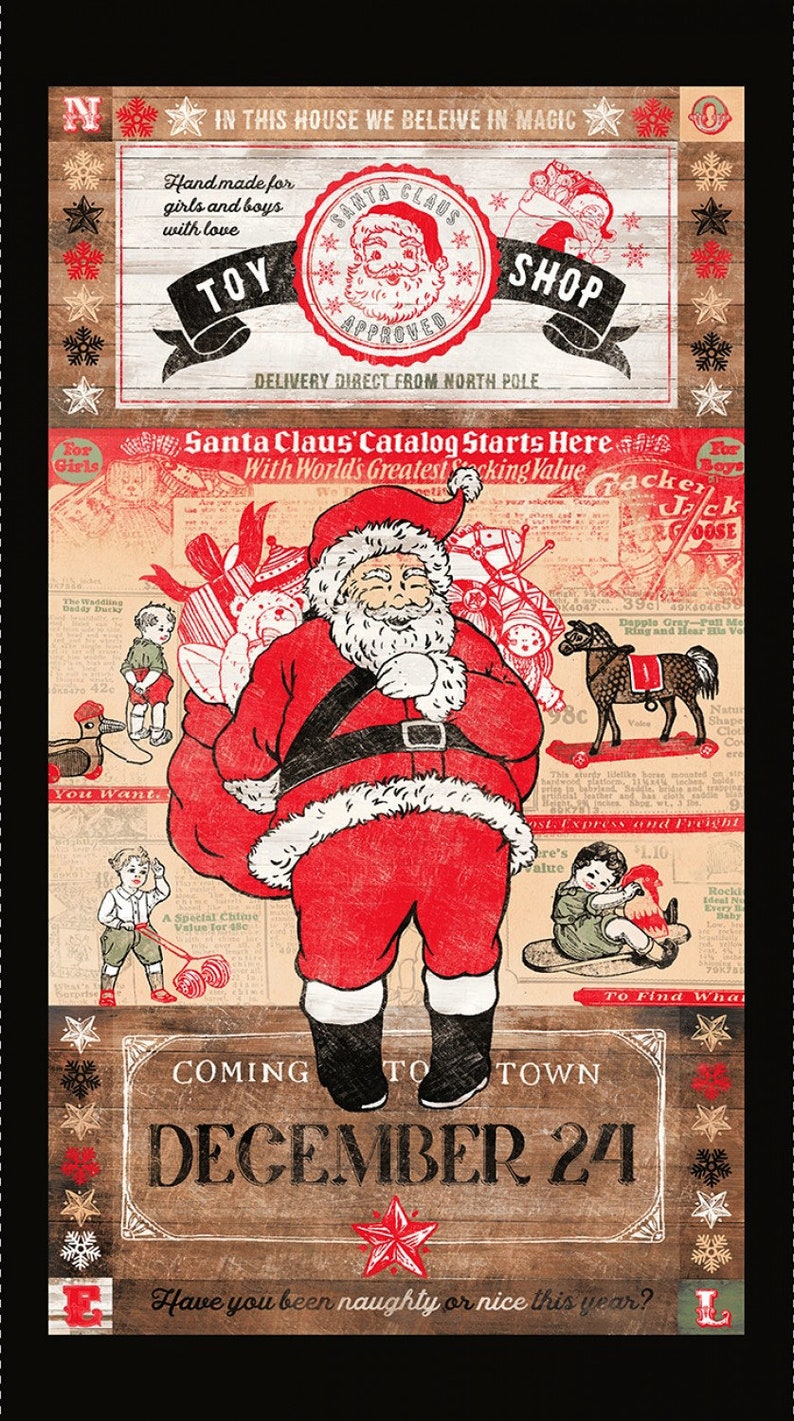 Quilt Kit~vintage Whisper From Santa~63" X 75" Vintage Santa Panel ...