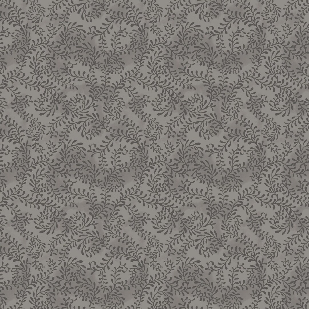 Wilmington Prints Essentials Basics Swirling Leaves Dark Gray Cotton ...