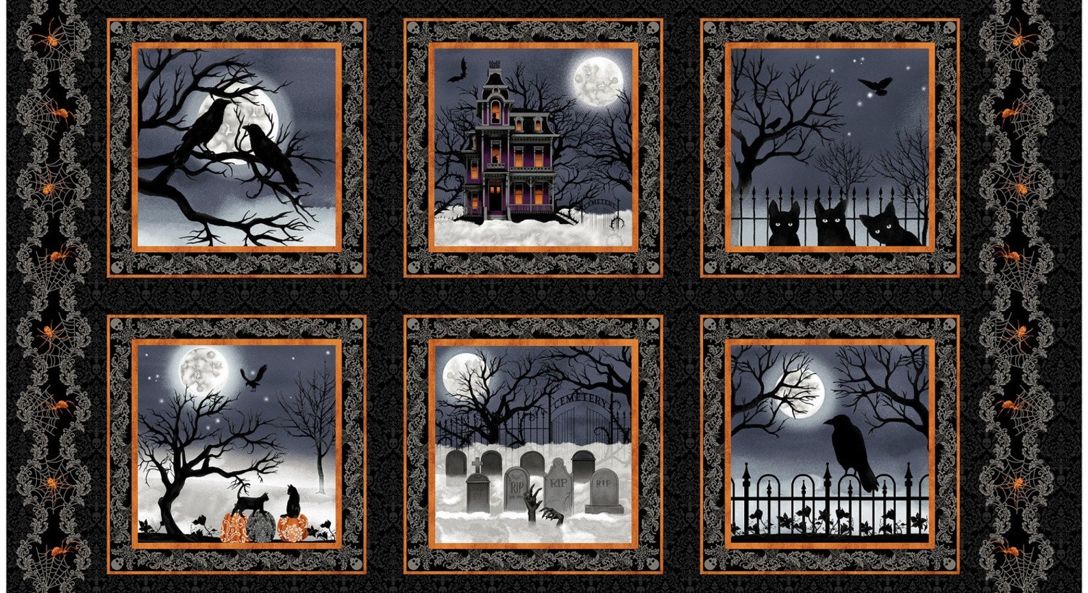 Studio E~spooky Night~50"x26" Table Runner and Six 18"x14" Place Mats ...