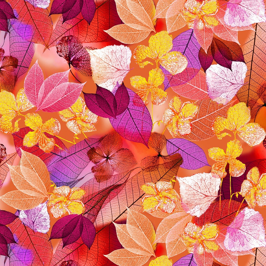 Timeless Treasuresneon Naturebright Magical Flowerspinkcotton Fabric by ...