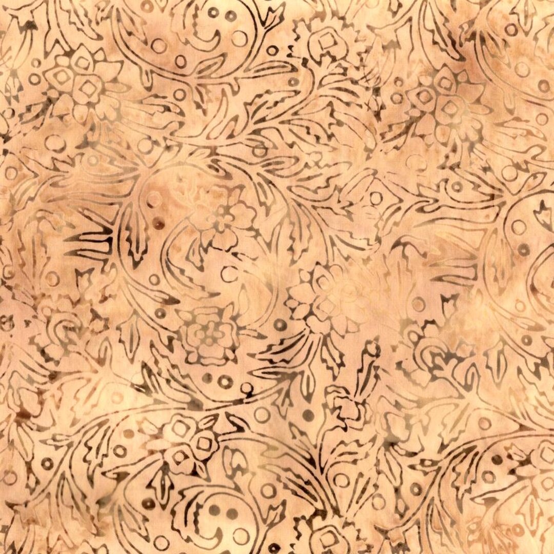 Island Batik Kings Castle Fabric by Kathy Engle Outline Vine in Cream ...