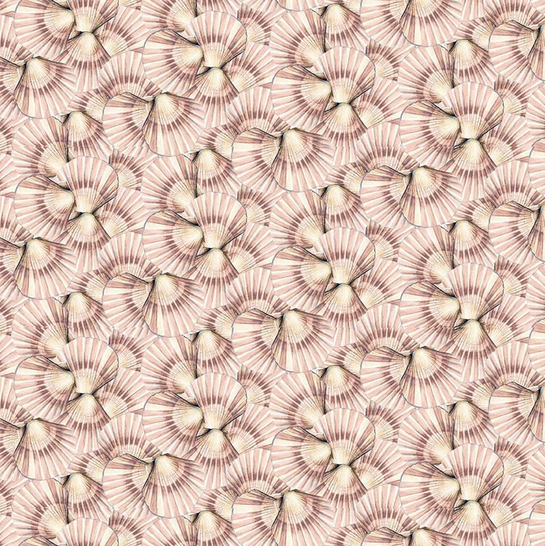 Blank Quilting Ocean Oasis Shells Light Brown Cotton Fabric by the Yard ...