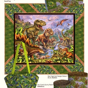 Quilting Treasures Jurassic Journey Dinosaur Scenic Digital Multi ...